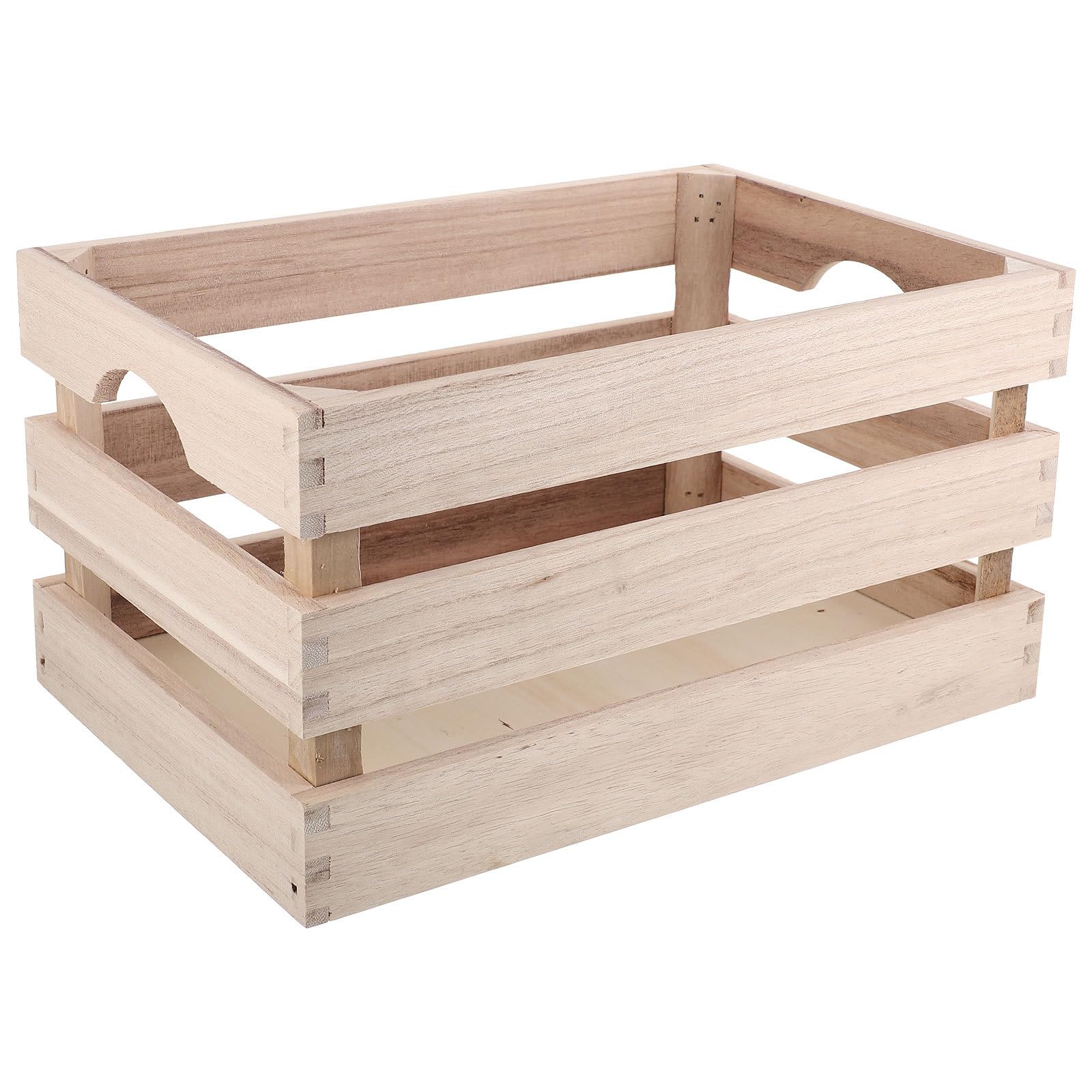 Garneck 1pc Wooden Storage Box Display Basket Storage Bins Bamboo Storage Cabinet Wooden Barrel Planter Unfinished Crates for Craft Wooden Key Organizer Fruit Crates Desktop Container
