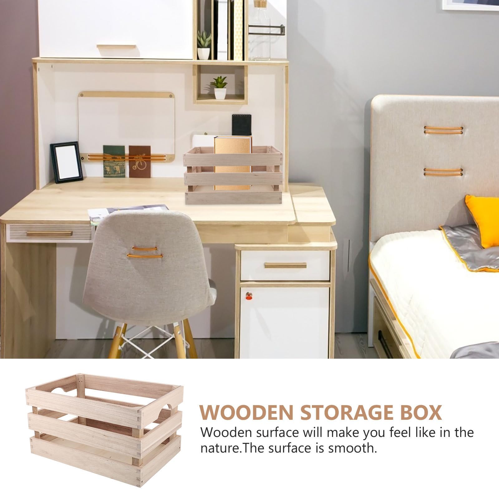 Garneck 1pc Wooden Storage Box Display Basket Storage Bins Bamboo Storage Cabinet Wooden Barrel Planter Unfinished Crates for Craft Wooden Key Organizer Fruit Crates Desktop Container
