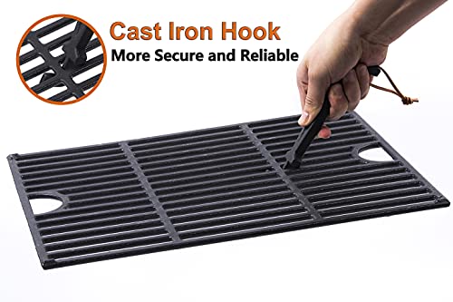 DELSbbq Cast Iron Barbecue Universal Grid Lifter, 8 inch Long hot Surfaces handling Lifter Gripper for Most Charcoal Grills and Gas Grills