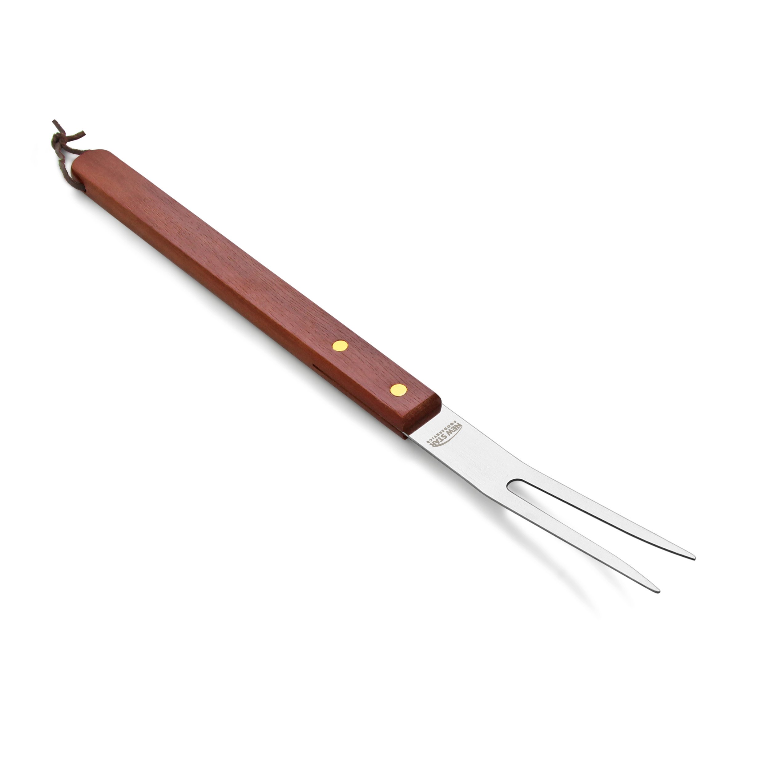 New Star Foodservice 59007 Stainless Steel Barbecue Tool Set with Solid Hard Wood Handles, Set of 4