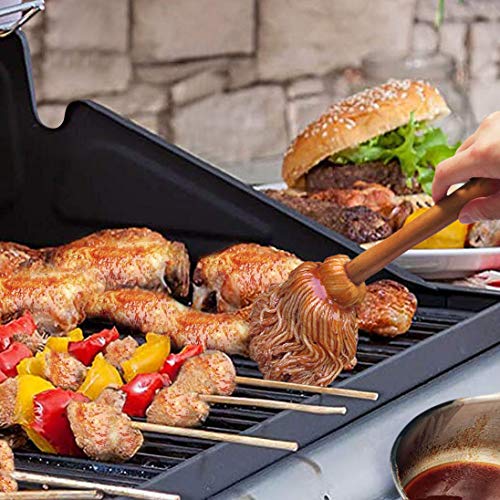BBQ Sauce Basting Mops for Roasting or Grilling, Apply Marinade or Glazing, Cotton Fiber Head and Natural Hardwood Handle, Dish Mop Style, Perfect for Cooking or Cleaning -12 Inches（Pack of 3 ）