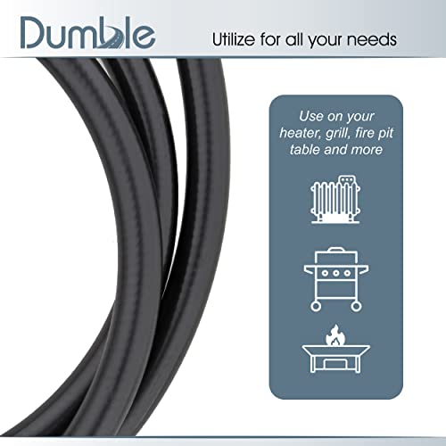 Dumble Low Pressure Regulator Hose, 20ft Rubber - Low Pressure Propane Regulator Hose for LP Gas Low PSI Regulator Hose