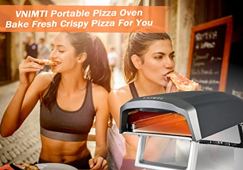VNIMTI 12” Outdoor Gas Pizza Oven Portable Stainless Steel Pizza Grill with Pizza Stone, Peel and Cutter, Foldable Feet, Adjustable Heat Control, Great Addition for Outside, Kitchen, Party, Backyard