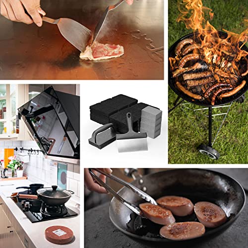 GoXteam 31pcs Griddle Cleaning Kit for Blackstone,Blackstone Cleaning kit,Blackstone Grills Accessories 1 Cleaning Handle,25pcs Scouring Pads,4 Cleaning Bricks,Griddle Scrapers