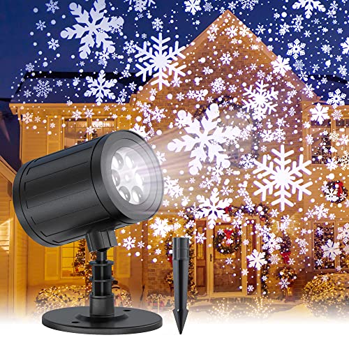 Barhootao Christmas Projector Lights Outdoor Snowflake Projector Lights Outdoor Waterproof LED Landscape Projection Rotating Snowflake Projector Decorative Lighting for Xmas House Party Holiday