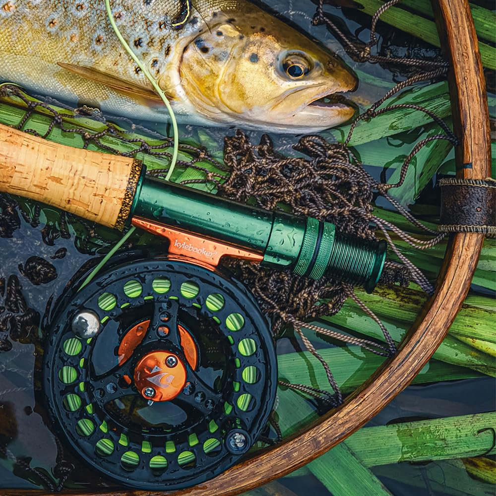Kylebooker Fly Fishing Reel Large Arbor with Aluminum Body Fly Reel 3/4wt 5/6wt 7/8wt (Black with Red, 7/8wt)