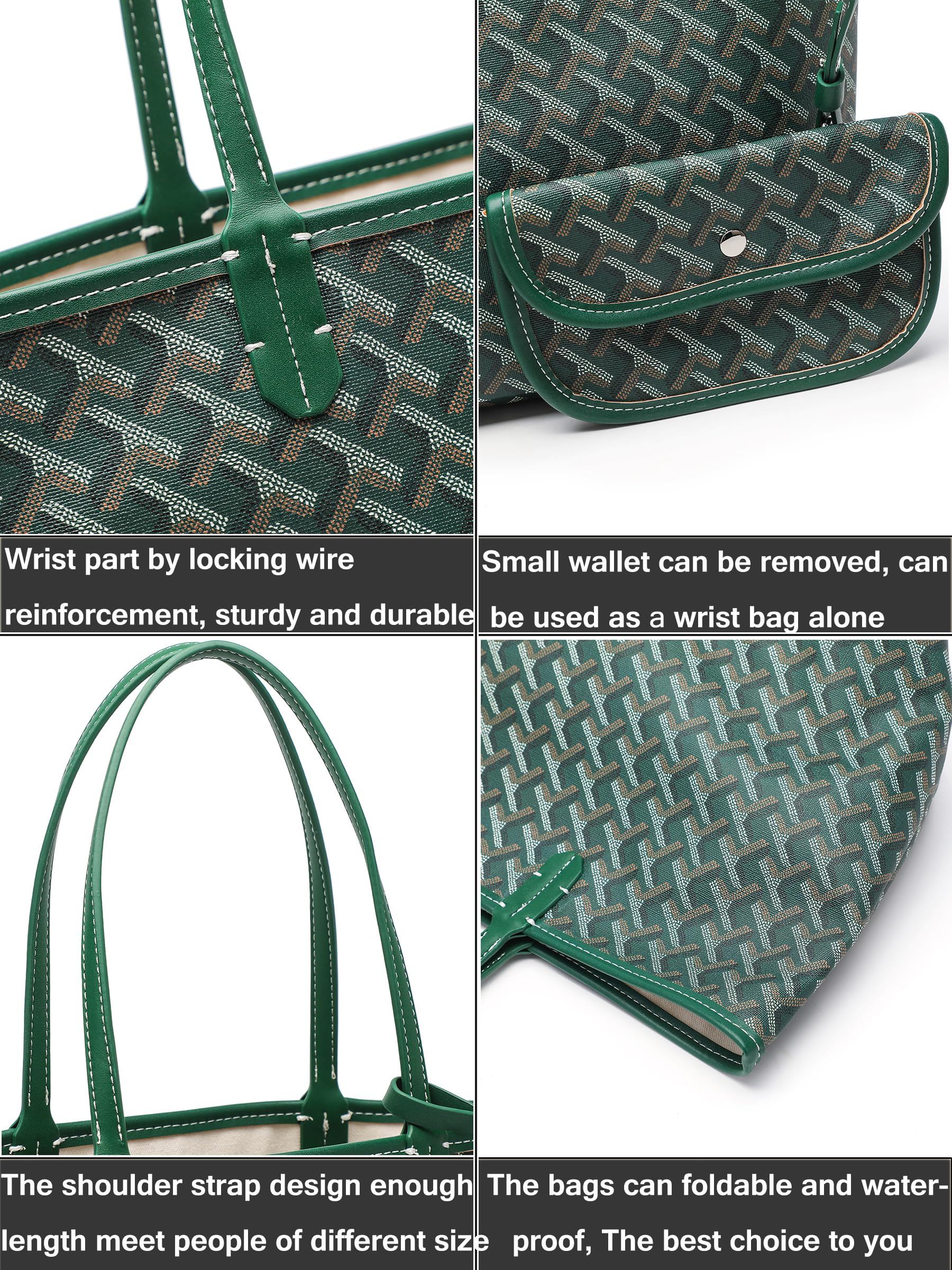 Women's Puffer Tote Handbags Purse Sets for Women Large Leather Clutch Dupes Hobo Shoulder Bag for Travel Beach 3pcs (Green)