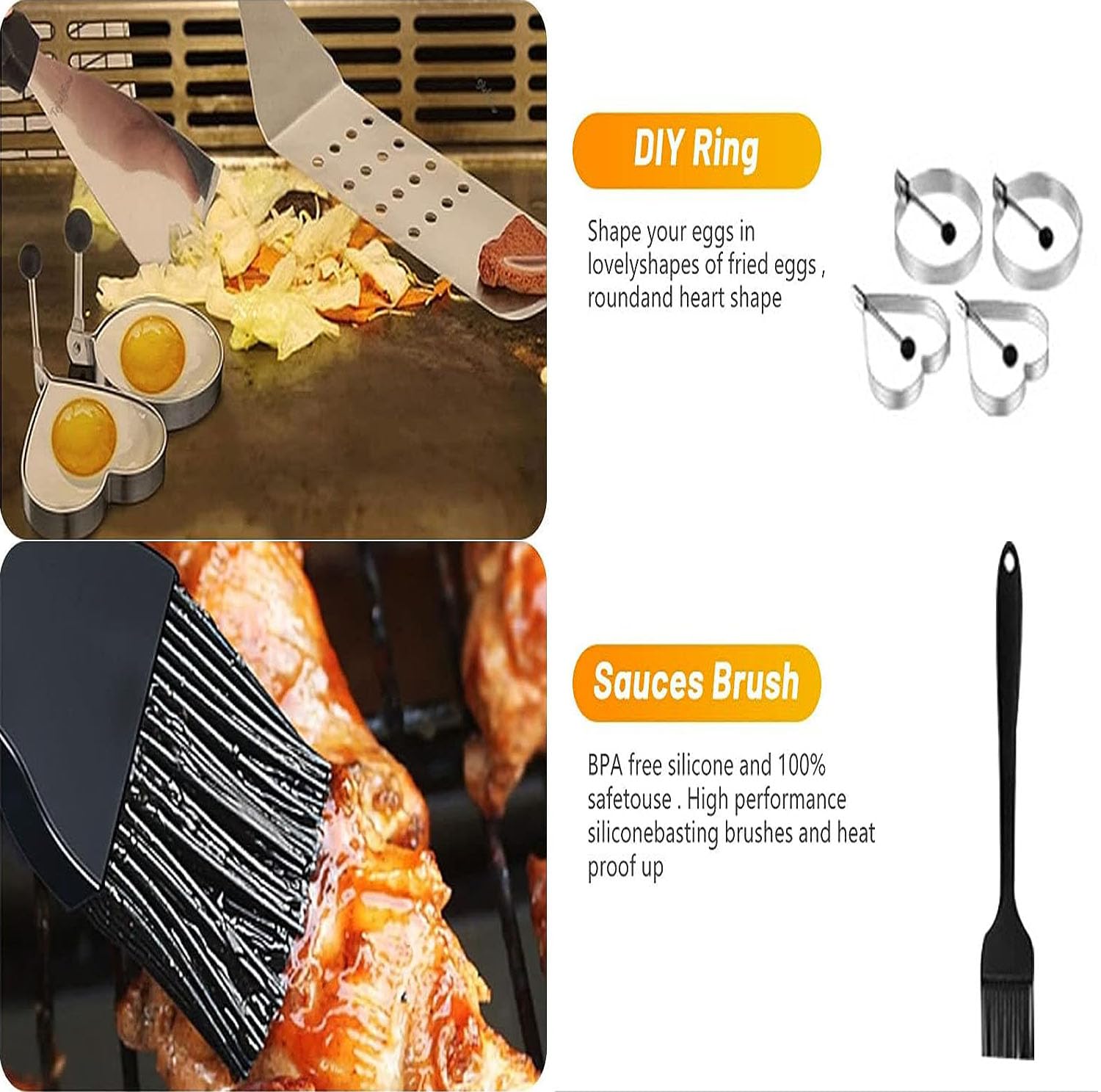 Griddle Accessories Kit, 42PCS Flat Top Grill Accessories Set for Blackstone and Camp Chef, BBQ Spatula Set with Enlarged Spatulas, Scraper, Tongs for Outdoor Barbecue & Cooking