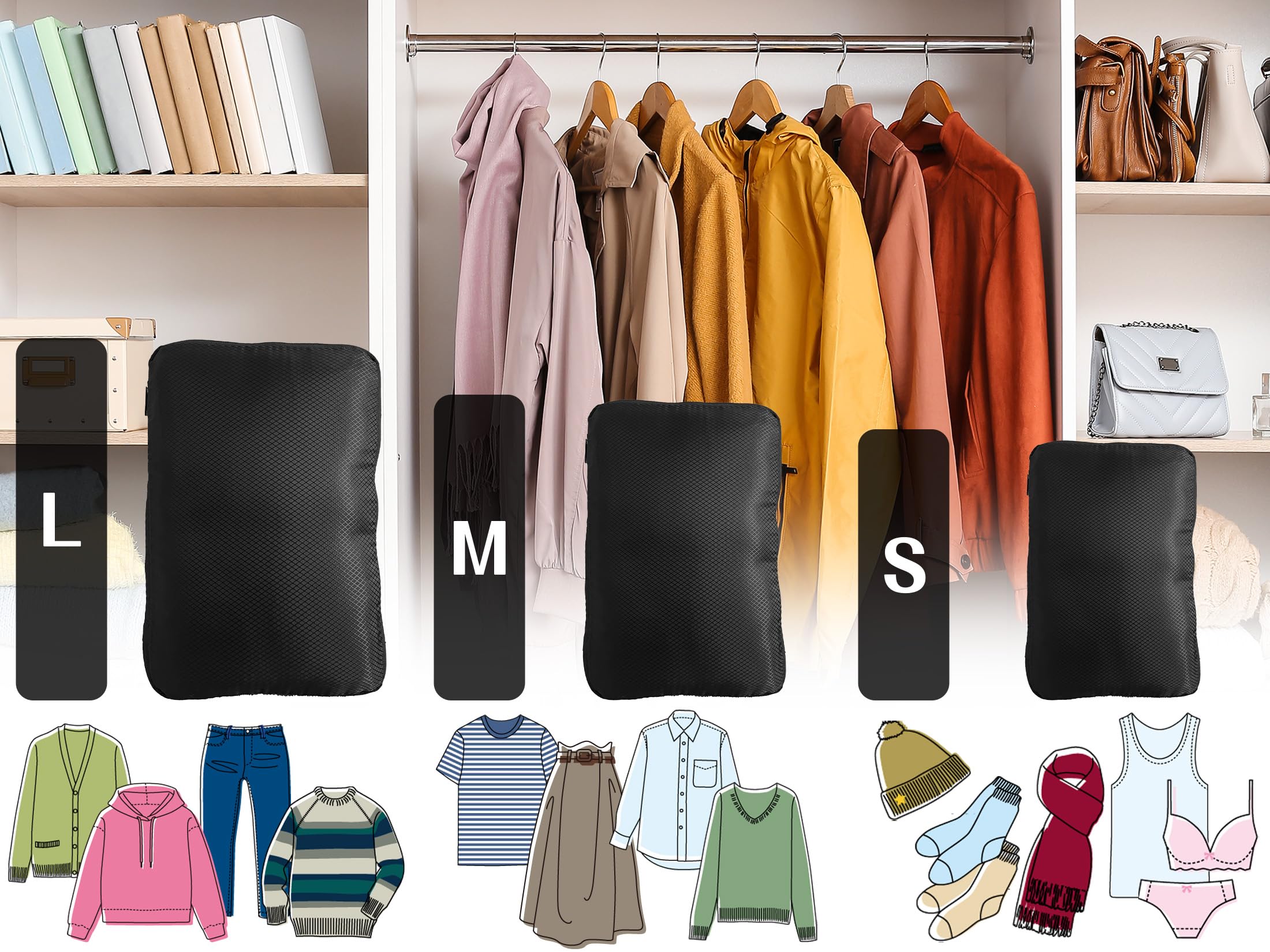 MTK Compression Packing Cubes for Suitcases,Travel packing cubes,Separate Compartments,Lightweight Luggage Suitcase Organizer Bags,Packing Organizers as Travel Accessories,4Set