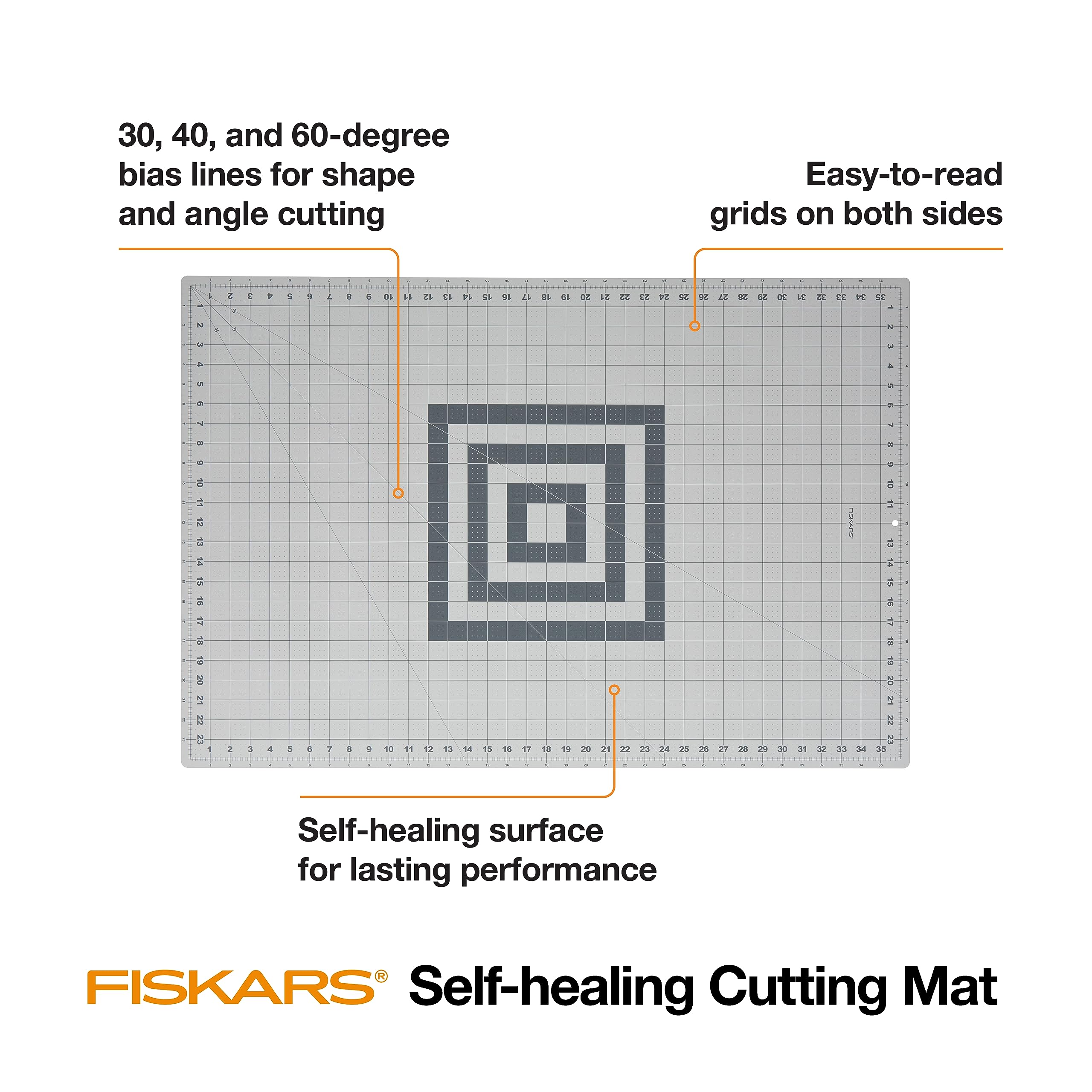 Fiskars Craft Supplies: Self Healing Cutting Mat for Crafts, Sewing, and Quilting Projects, 24x36” (12-83727097J) , Gray