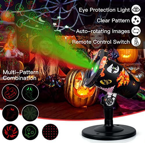 Halloween Projector Lights Outdoor Waterproof,Halloween Laser Lights with Remote Control,Halloween Decorations LED Lights with 8 Patterns for Patio, Garden, Wall,Gate,Halloween Decorations, Party.