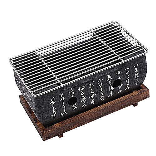 Japanese Style BBQ Grill, Mini Portable Barbecue Stove Japanese Food Charcoal Stove with Wire Mesh Grill and Base, for Yakiniku, Robata, Yakitori, Takoyaki and BBQ