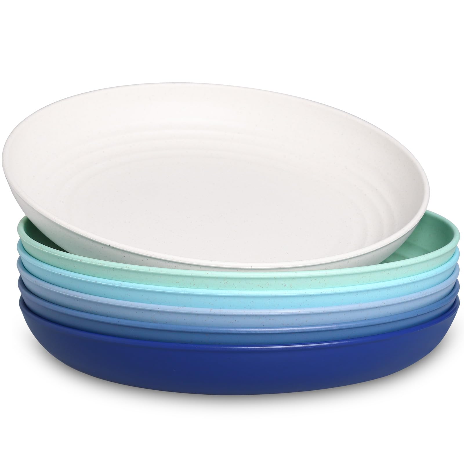 GENLGE Wheat Straw Plates 10 inch Plastic Dinner Plates Set of 6 - Microwave Safe Kitchen Plates, Unbreakable Reusable Plates for Outdoor, Camping, BPA-free