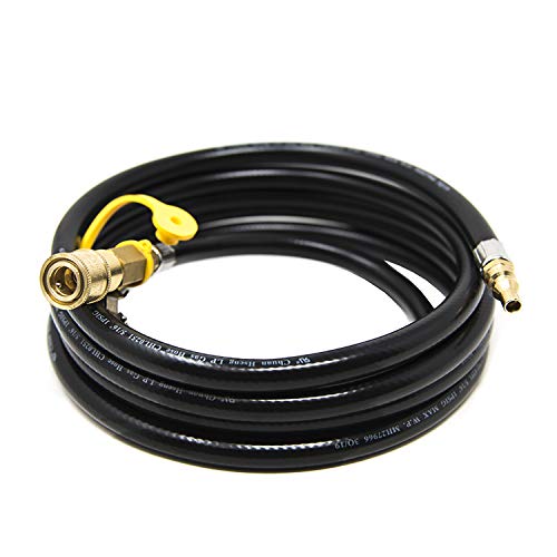 GasOne 2140-012 Extension-1/4 Male Flow Plug 12 ft, RV Quick Connect Propane Hose, Black