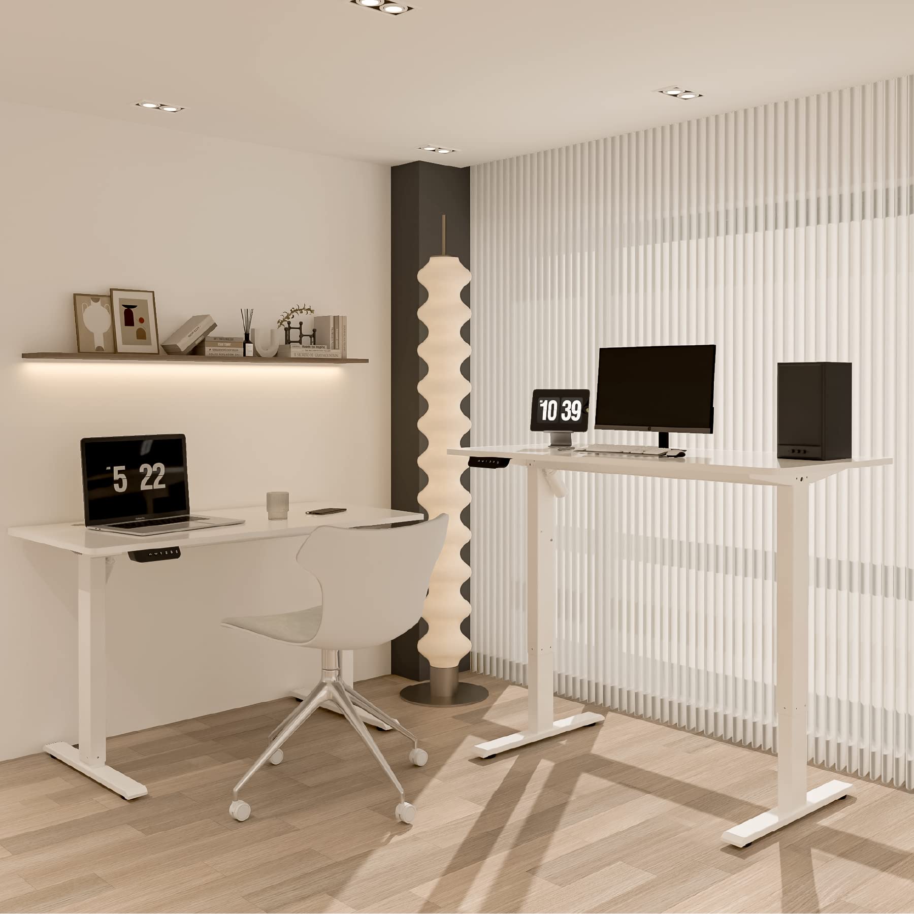 Win Up Time Standing Desk Adjustable Height Desk- Whole Piece Desktop Electric Adjustable Standing Desk, Height Adjustable Desk Stand Up Desk for Home Office Computer Desk,White 48x24Inch
