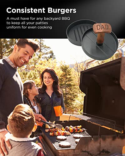 GALVANOX Grilling Gift for Dad, Non-Stick Hamburger Press Patty Maker, Aluminum BBQ Burger Mold “Dad Grill Boss” for Fathers Day/Birthday Boxed