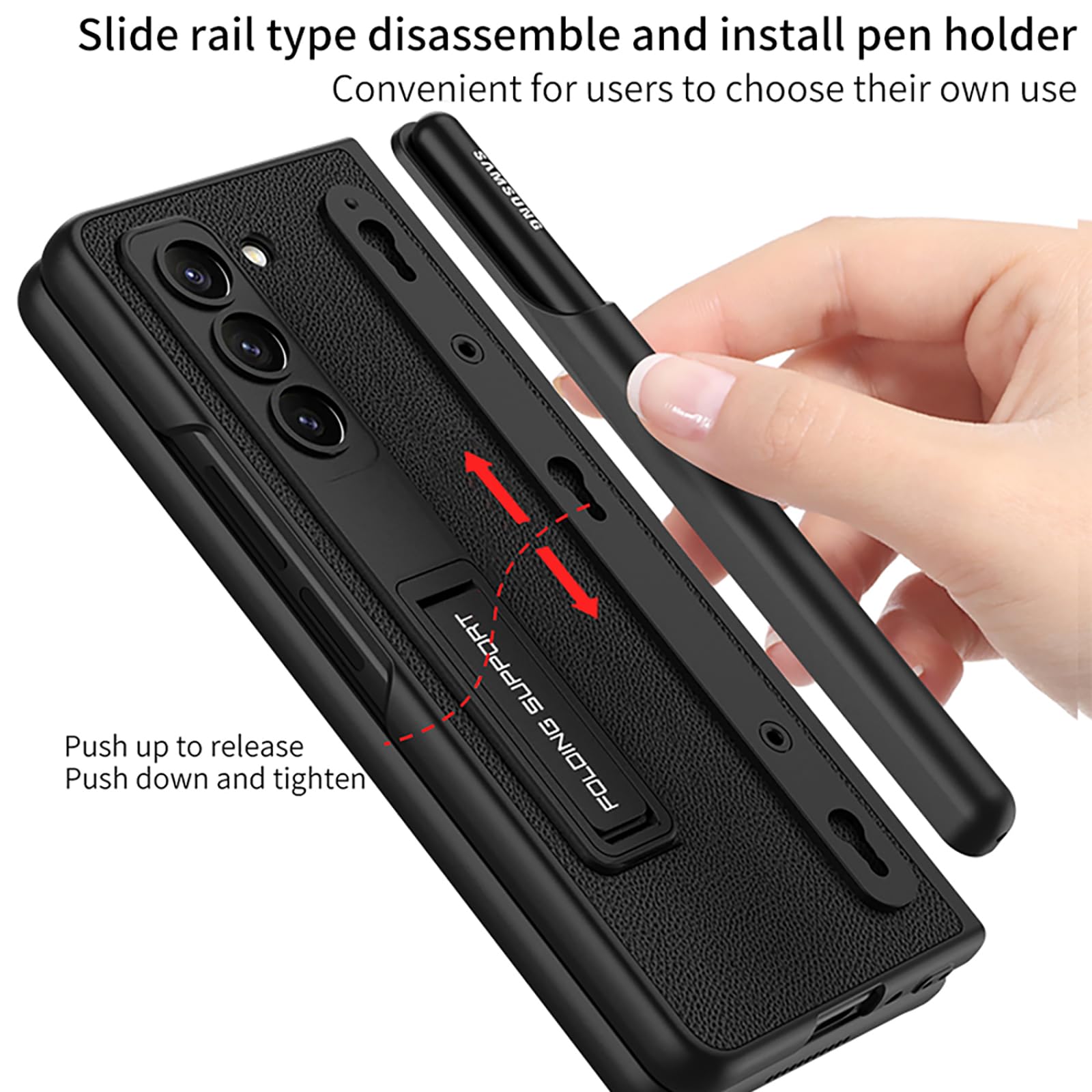 MistWorld for Samsung Galaxy Z Fold 5 Leather Case with s Pen Holder, Stand, Front Cover Integrated Protective Film ，Ultra-Thin Drop-Proof Galaxy Z5 Fold Phone Cover Carbon Fiber Print