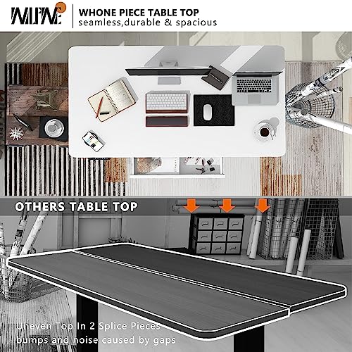 Win Up Time Standing Desk Adjustable Height Desk- Whole Piece Desktop Electric Adjustable Standing Desk, Height Adjustable Desk Stand Up Desk for Home Office Computer Desk,White 55x24Inch