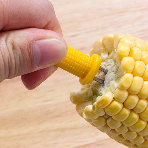 lasenersm 20 Pieces Corn Holders Stainless Steel Corn Holders Corn on The Cob Skewers BBQ Skewers for Home Cooking and BBQ, Yellow