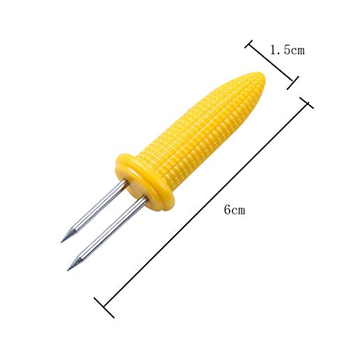lasenersm 20 Pieces Corn Holders Stainless Steel Corn Holders Corn on The Cob Skewers BBQ Skewers for Home Cooking and BBQ, Yellow