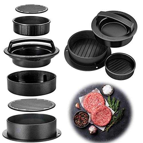 Proigtz Burger Press Patty Maker, Non-Stick Hamburger Patty Maker, 3 in1 Burger Press, Smash Burger Press Suitable for Beef Veggie Bur BBQ Grill BPA Free Dishwasher Safe