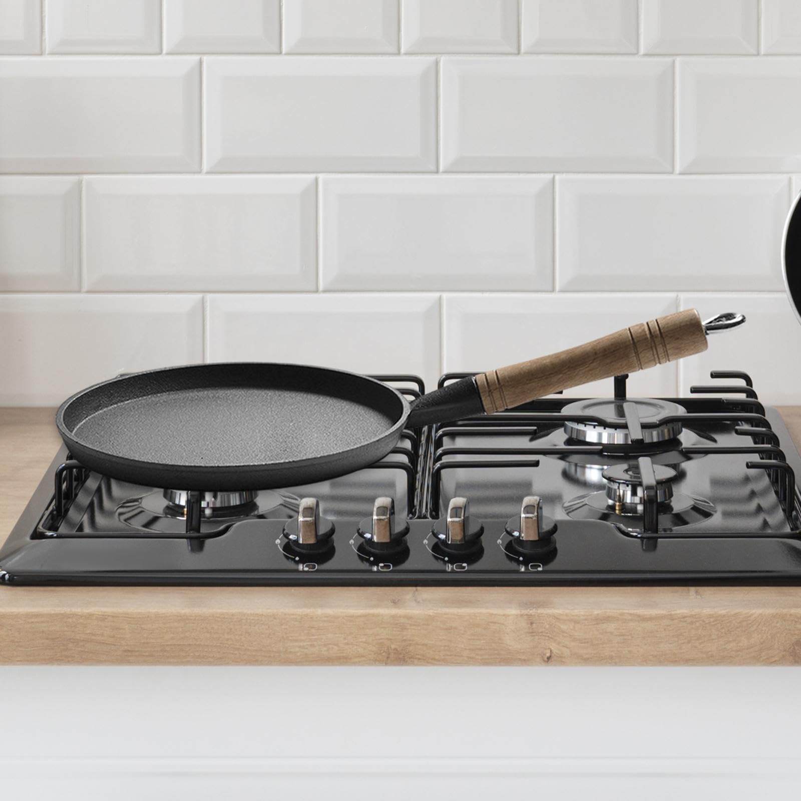 Cooking Omelette Pan Kitchen Breakfast Pan Multifunctional Steak Grill Pan Round Griddle Pans Cast Iron Frying Pan for Outdoor Party Kitchen, 22cm