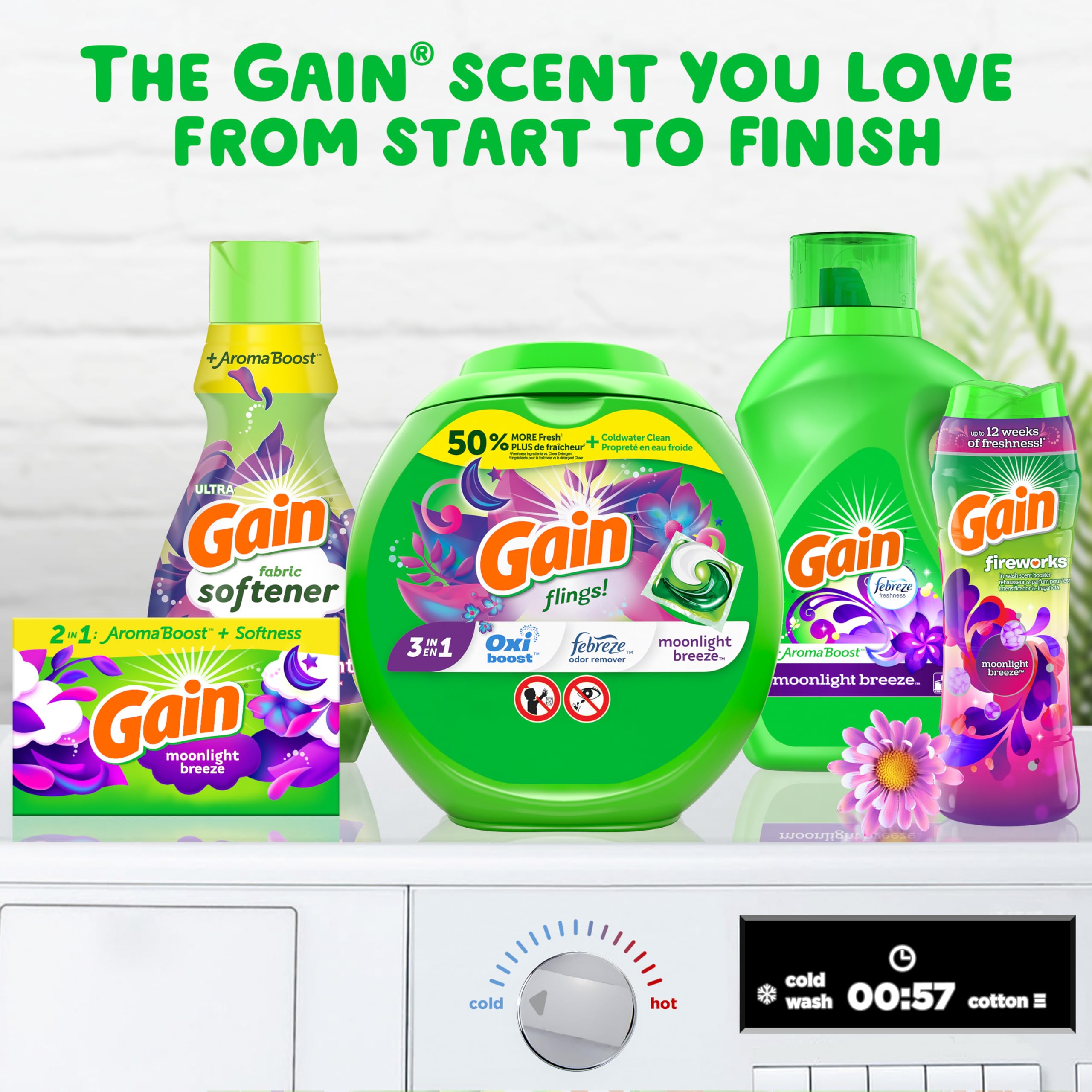 Gain Fabric Softener, Moonlight Breeze, 35 fl oz (4 Pack)