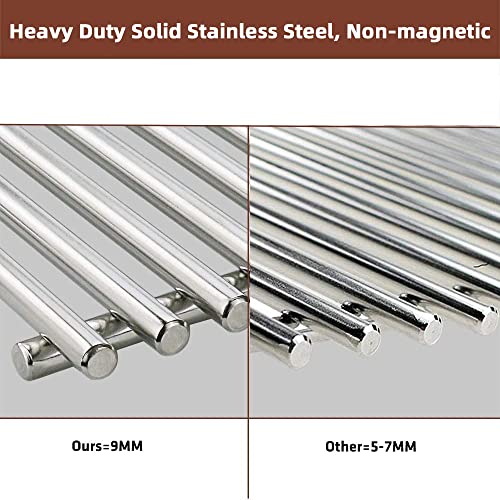 QuliMetal SUS304 Flavor Bars, SUS304 Heat Deflectors and 9MM SUS304 Cooking Grates for Weber Genesis 300 E310 E320 E330 S310 S330 (with Front Control Knobs)