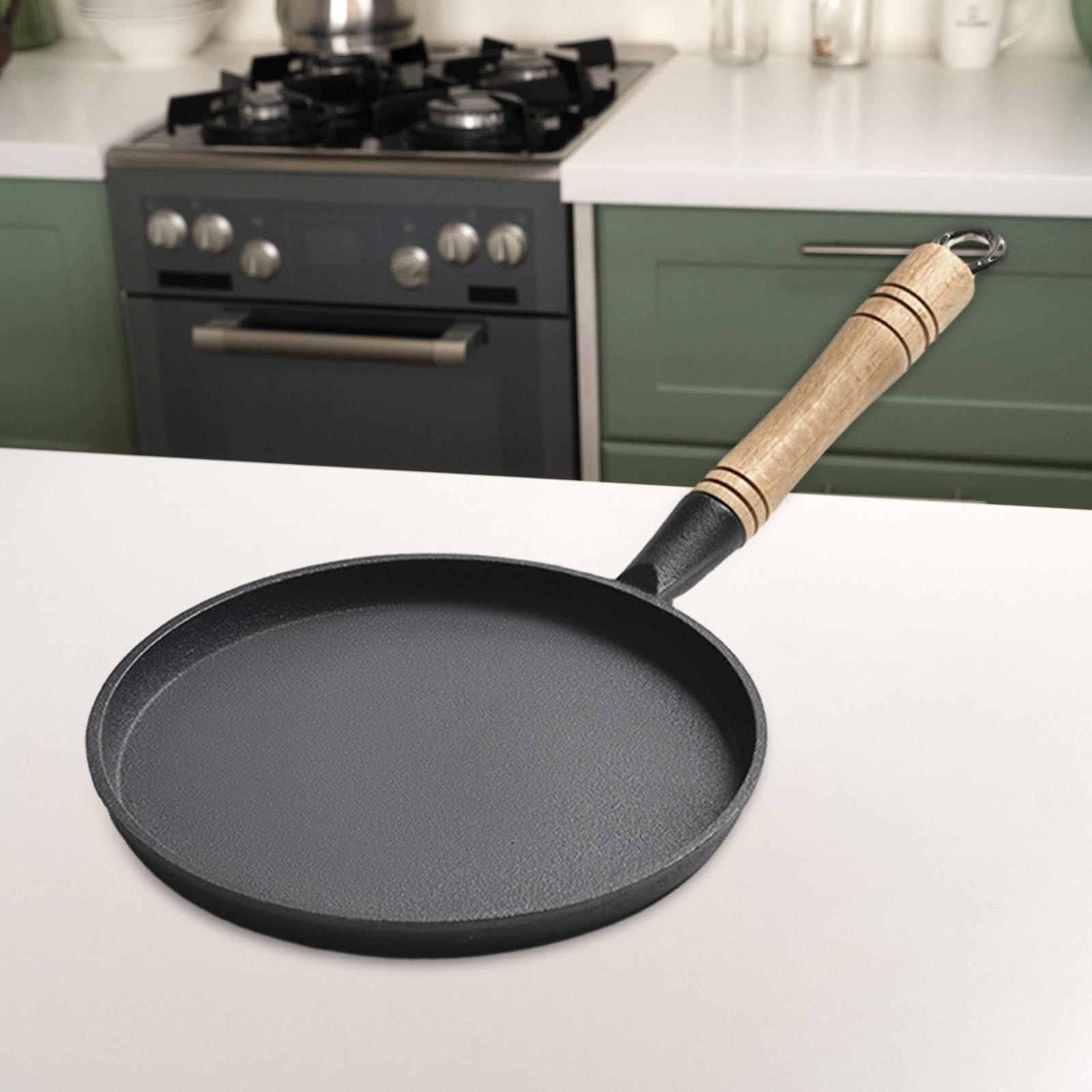 Cooking Omelette Pan Kitchen Breakfast Pan Multifunctional Steak Grill Pan Round Griddle Pans Cast Iron Frying Pan for Outdoor Party Kitchen, 22cm