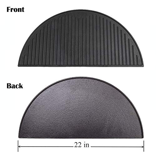 KAMaster 22" Half Moon Cast Iron Cooking Grate Grill Accessory Replaces For Weber Charcoal Grill Half Moon Grate+Griddle+4 Support Extension,Cooking Grate for Big Green Egg and Other Kamado Grills