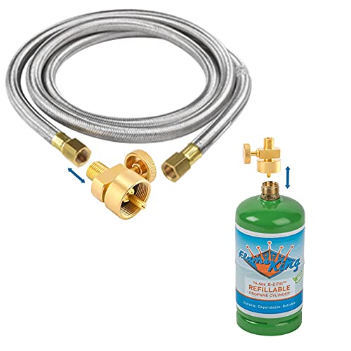 1LB Brass Propane Needle Control Valve, Disposable Adjustable Pressure Propane Gas Regulator Valve with 1/4ββ NPT Male Thread (Tapped M8 Female), Propane 1LB Tank Disposal Cylinder Bottle Adapter