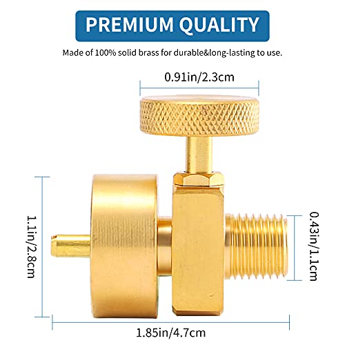 1LB Brass Propane Needle Control Valve, Disposable Adjustable Pressure Propane Gas Regulator Valve with 1/4ββ NPT Male Thread (Tapped M8 Female), Propane 1LB Tank Disposal Cylinder Bottle Adapter