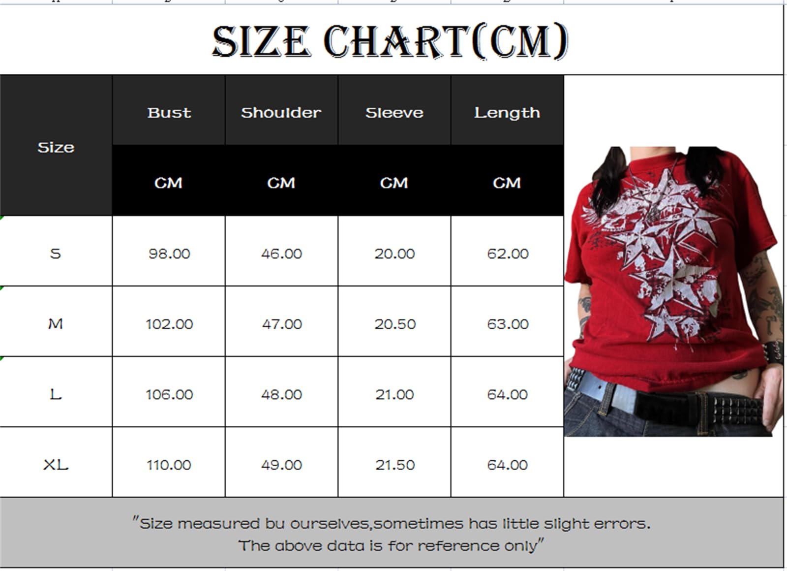 Women Y2k Fairy Grunge Shirt Goth T-Shirt Long Sleeve Skeleton Aesthetics Graphic Oversized Shirt Gothic Top (Red-G, L)