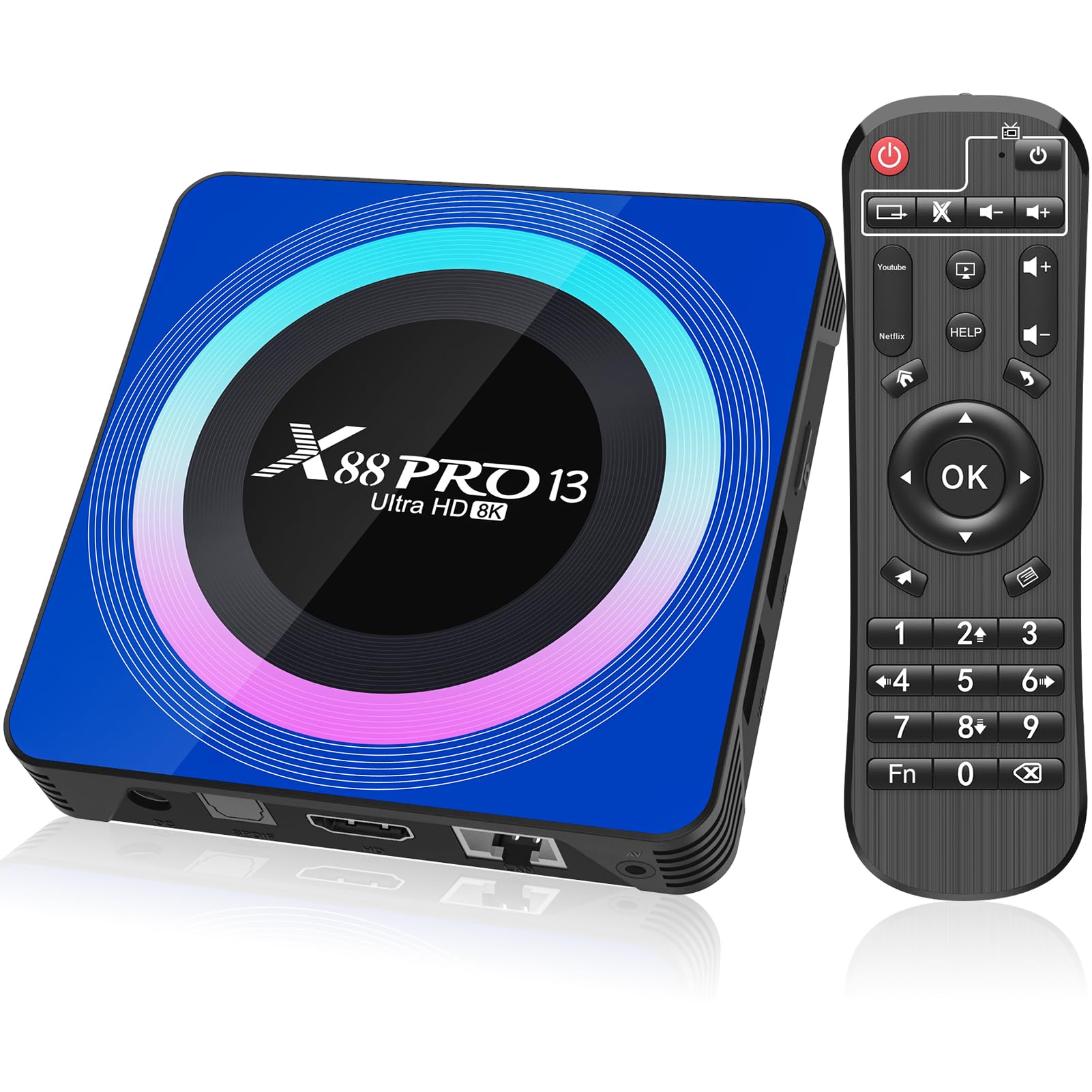 Android 13.0 TV Box, X88 PRO 13 Android Box with 4GB RAM 32GB ROM RK3528 Quad-Core Support WiFi6 2.4Ghz/5.0Ghz 8K HD BT 5.0 H.265 Decoding Smart TV Box