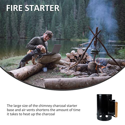 DOITOOL 2pcs Kindling Grill Bucket Fireplace Cubes Chimney Can Trigger Barbecue Black and Outdoor Barrel for Igniting Burner Fast Briquettes Lighter Picnic Lump Cooking Hardwood Camping