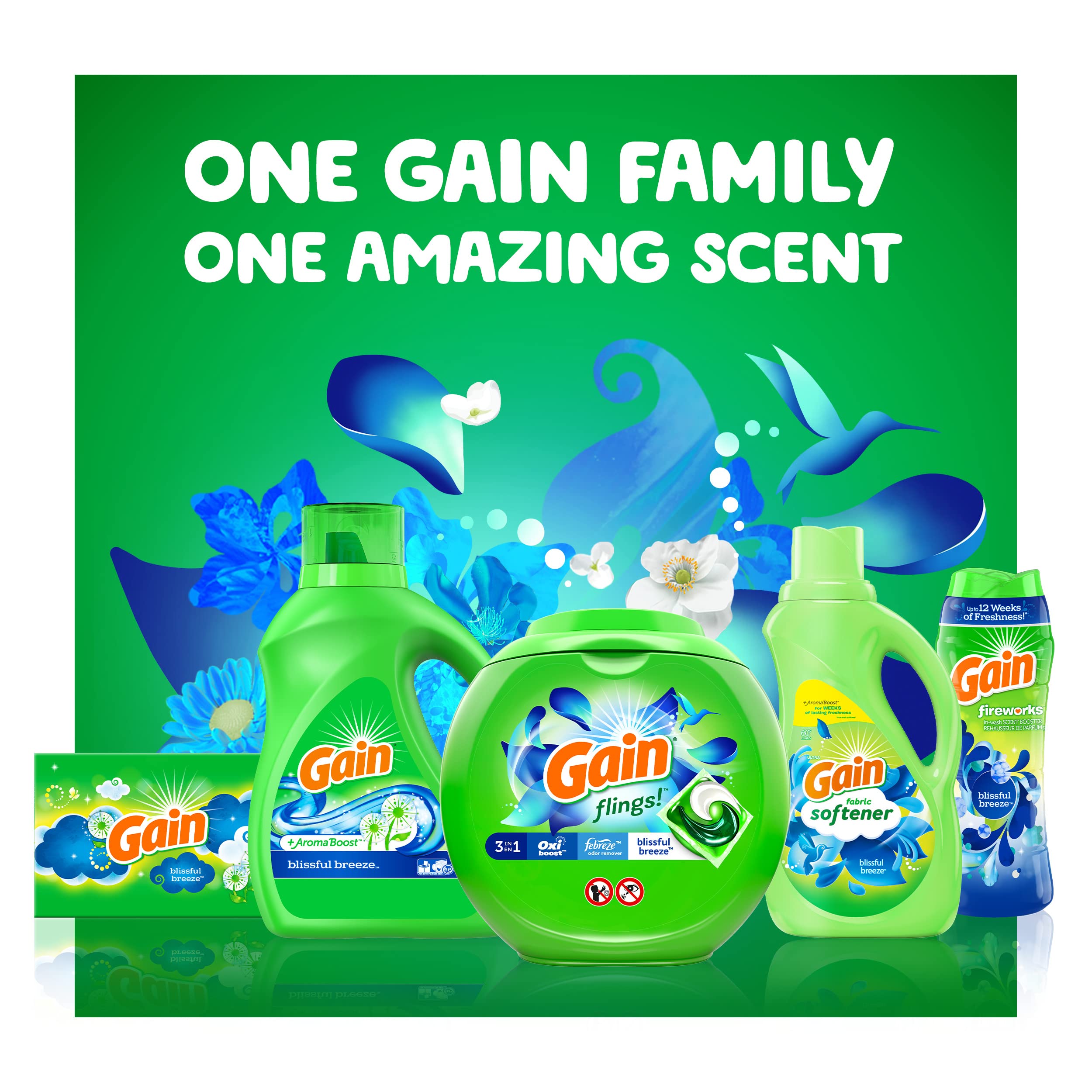 Gain Fireworks In-Wash Scent Booster Beads, Blissful Breeze, 18.2 oz