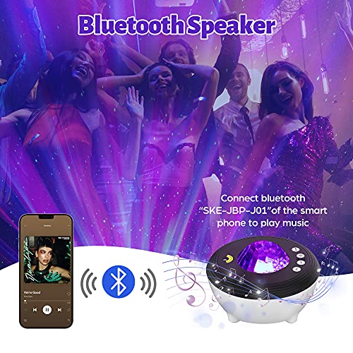 MIC MICSOA Starry Projector Night Light, Star Galaxy Music Projector for Bedroom Ceiling, Aurora Projector for Kids and Adults