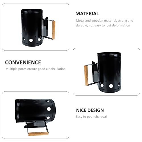 DOITOOL 2pcs Kindling Grill Bucket Fireplace Cubes Chimney Can Trigger Barbecue Black and Outdoor Barrel for Igniting Burner Fast Briquettes Lighter Picnic Lump Cooking Hardwood Camping