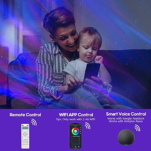 MIC MICSOA Starry Projector Night Light, Star Galaxy Music Projector for Bedroom Ceiling, Aurora Projector for Kids and Adults