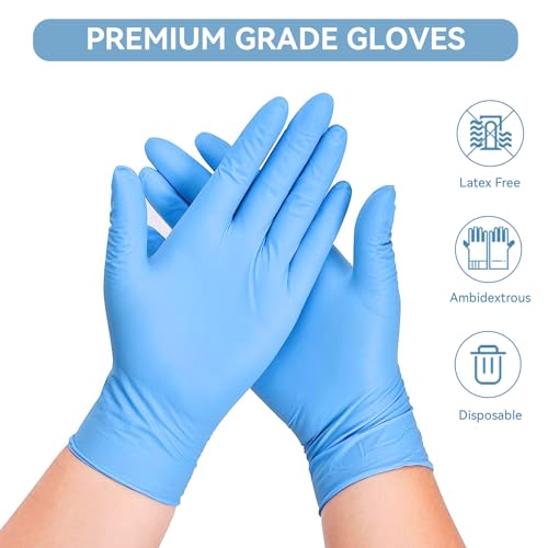 Amozife Nitrile Vinyl Blend Gloves, 4 Mil Powder & Latex Free Non-Sterile Disposable Gloves for Cooking, Cleaning & Food Prep, Medium