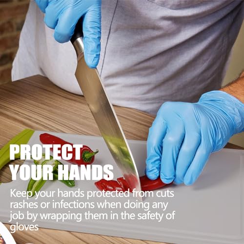 Amozife Nitrile Vinyl Blend Gloves, 4 Mil Powder & Latex Free Non-Sterile Disposable Gloves for Cooking, Cleaning & Food Prep, Medium