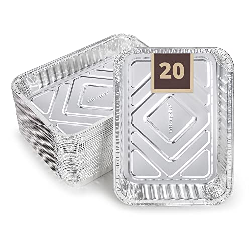 20 Pack Grease Drip Pan Liners | Compatible with Weber 6415, Genesis, Genesis II LX 200 300, Pulse, Q, Traveler, Spirit Gas Grills | Disposable Aluminum BBQ Drip Tray Replacement | 7.5 x 5 x 1.4 Inch