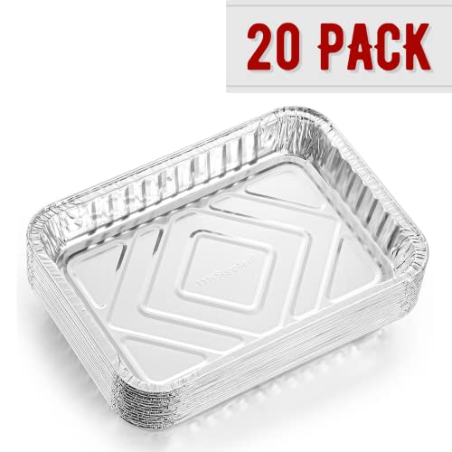 20 Pack Grease Drip Pan Liners | Compatible with Weber 6415, Genesis, Genesis II LX 200 300, Pulse, Q, Traveler, Spirit Gas Grills | Disposable Aluminum BBQ Drip Tray Replacement | 7.5 x 5 x 1.4 Inch