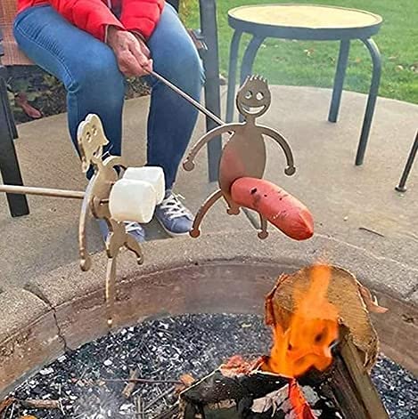 Women Men Shaped Funny Stainless Steel Barbecue Forks,Novelty Barbecue BBQ Tools, Barbecue Forks Accessories for Campfire, Bonfire and Grill,with Sticks Hot Dog Barbecue Fork (Men + Women