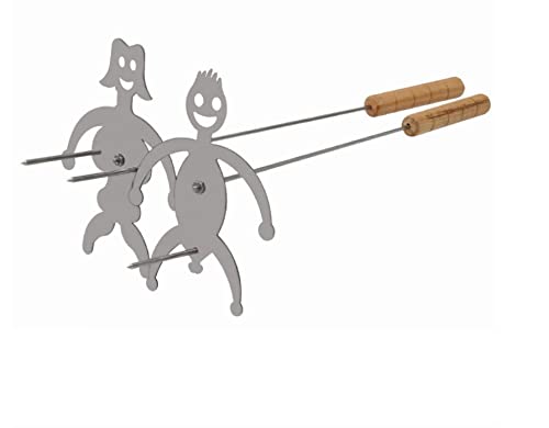 Women Men Shaped Funny Stainless Steel Barbecue Forks,Novelty Barbecue BBQ Tools, Barbecue Forks Accessories for Campfire, Bonfire and Grill,with Sticks Hot Dog Barbecue Fork (Men + Women