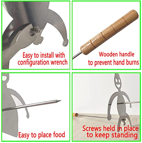 Women Men Shaped Funny Stainless Steel Barbecue Forks,Novelty Barbecue BBQ Tools, Barbecue Forks Accessories for Campfire, Bonfire and Grill,with Sticks Hot Dog Barbecue Fork (Men + Women