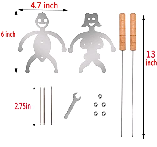 Women Men Shaped Funny Stainless Steel Barbecue Forks,Novelty Barbecue BBQ Tools, Barbecue Forks Accessories for Campfire, Bonfire and Grill,with Sticks Hot Dog Barbecue Fork (Men + Women