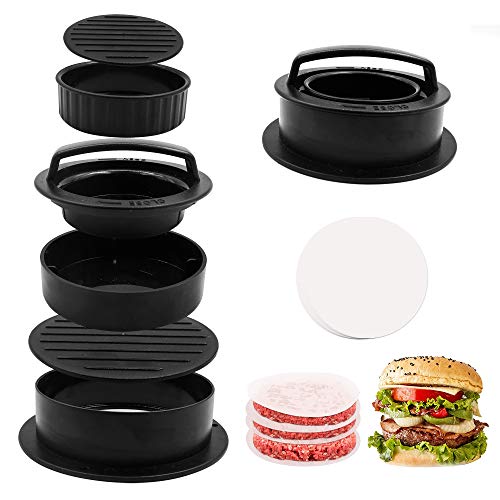 Burger Mold Hamburger Press Patty Maker Different Size Patty Molds, Works Best for Stuffed Burgers Press, Sliders, Regular Beef Burger -100 Wax Papers