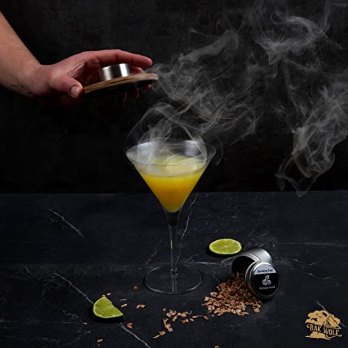 Oak Wolf Whiskey Smoker Kit With 4 Flavors of Wood Chips for Old Fashioned Cocktail Smoker - Stainless Steel Bourbon Smoker Kit Also Includes a Strainer & Brush - Bourbon & Whiskey Enthusiasts