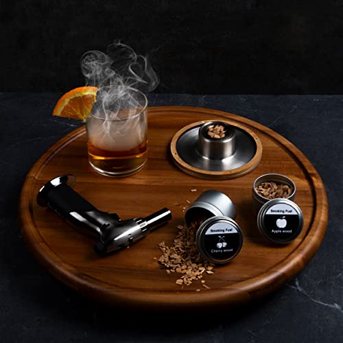 Oak Wolf Whiskey Smoker Kit With 4 Flavors of Wood Chips for Old Fashioned Cocktail Smoker - Stainless Steel Bourbon Smoker Kit Also Includes a Strainer & Brush - Bourbon & Whiskey Enthusiasts